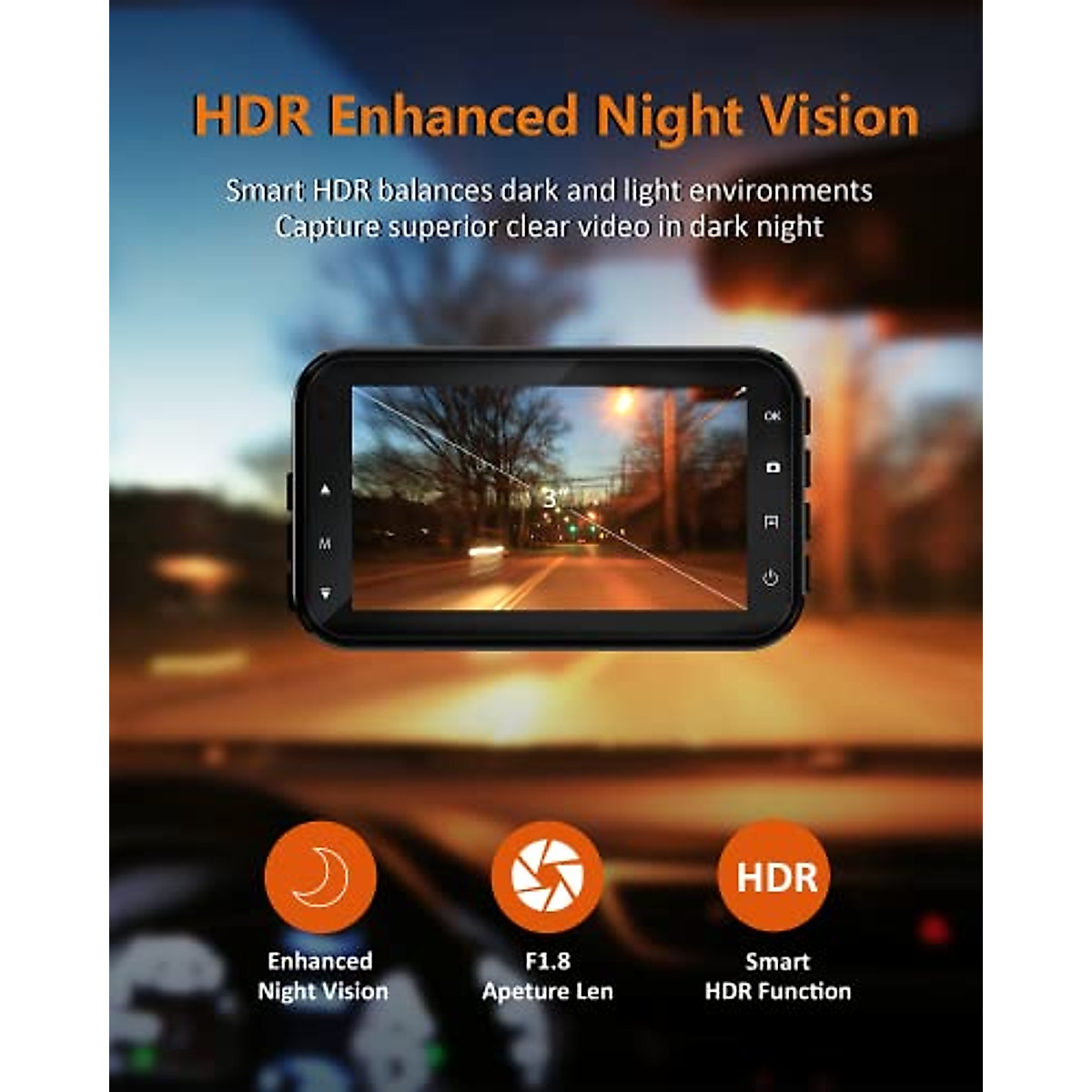 GMAIPOP Dash Cam Front and Rear, 1080P Dash Camera for Cars with SD Card, Dual Dashcams 3" IPS Screen, Dashboard Camera Recorder 170° Wide Angle,Accident Lock,Night Version,Motion Detection