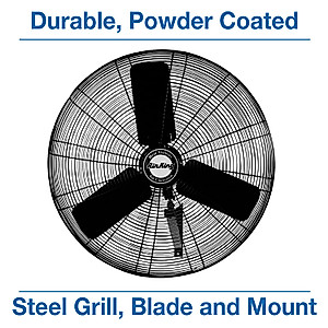 Air King 9035 30-Inch Industrial Grade Oscillating Wall Mount Fan, 1/4-Horsepower, Black Finish