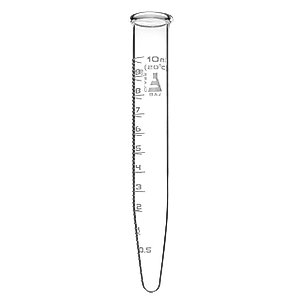 EISCO Graduated Centrifuge Tube, 10ml - Borosilicate 3.3 Glass, Conical Shape - 0.2ml White Graduations