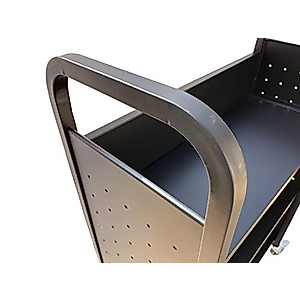 Workington Rolling Book Truck Book Cart with 3 Flat Shelves, Library Book Cart with Swivel Lockable Casters 3001 Black