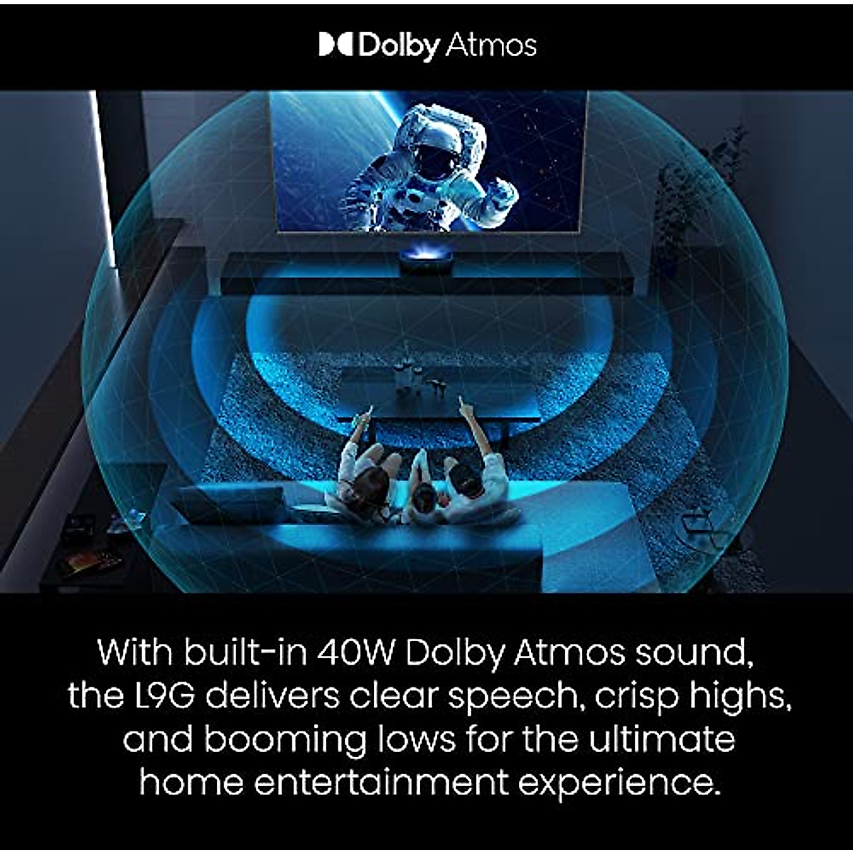 Hisense 100L9G Laser TV Triple-Laser Ultra Short Throw Projector with 100" ALR Screen, 4K UHD, 3000 Lumens, Dolby Vision, Android TV - Black