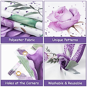 WATINC XtraLarge Miss to Mrs Bridal Shower Backdrop Banner Decorations, Purple Floral Rose Gold Glitters Confetti Decors, Wedding Bride to Be Engagement Party Photo Booth Prop for Indoor Outdoor Wall