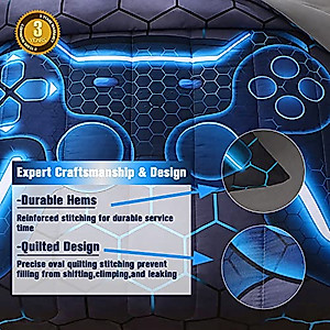 JQinHome Full Gamer Comforter Set,6 Piece Bed in A Bag 3D Video Game Bedding -All Season Down Alternative Gamer Bedding Sets - (Blue Game Controller)