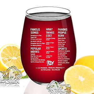 80th Birthday Gifts for Women Men - Vintage 1944 Limited Edition Stemless Wine Glass 15 oz- 80 Year Old Women Gifts -80th Birthday Gift and Home Use - 80 Year Old Birthday Party Decorations - 1 PACK