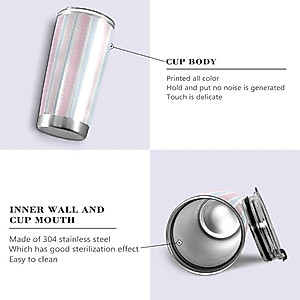 Amooorous Blue and Pink Cute Lace Stripes Stainless Steel cups with lids reusable Leak-proof Lid and Straw mugs for coffee for travel safe tumblers with lids vaso para cafe 20oz