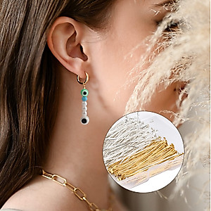 KINBOM 300pcs Straight Head Pins for Jewelry Making Assorted, 2inch Long End Head Pins Silver and Gold Jewelry Pins for Beads for DIY Crafts Earring Bracelet Necklace Pendant Supplies (Flat Head Pin)