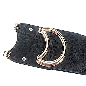 Swtddy Women's Elastic Wide Stretchy Waist Cinch Belt Waistband For Dresses (Suit For Waist Size 36"-45", Golden O Design Black+Khaki+Camel)