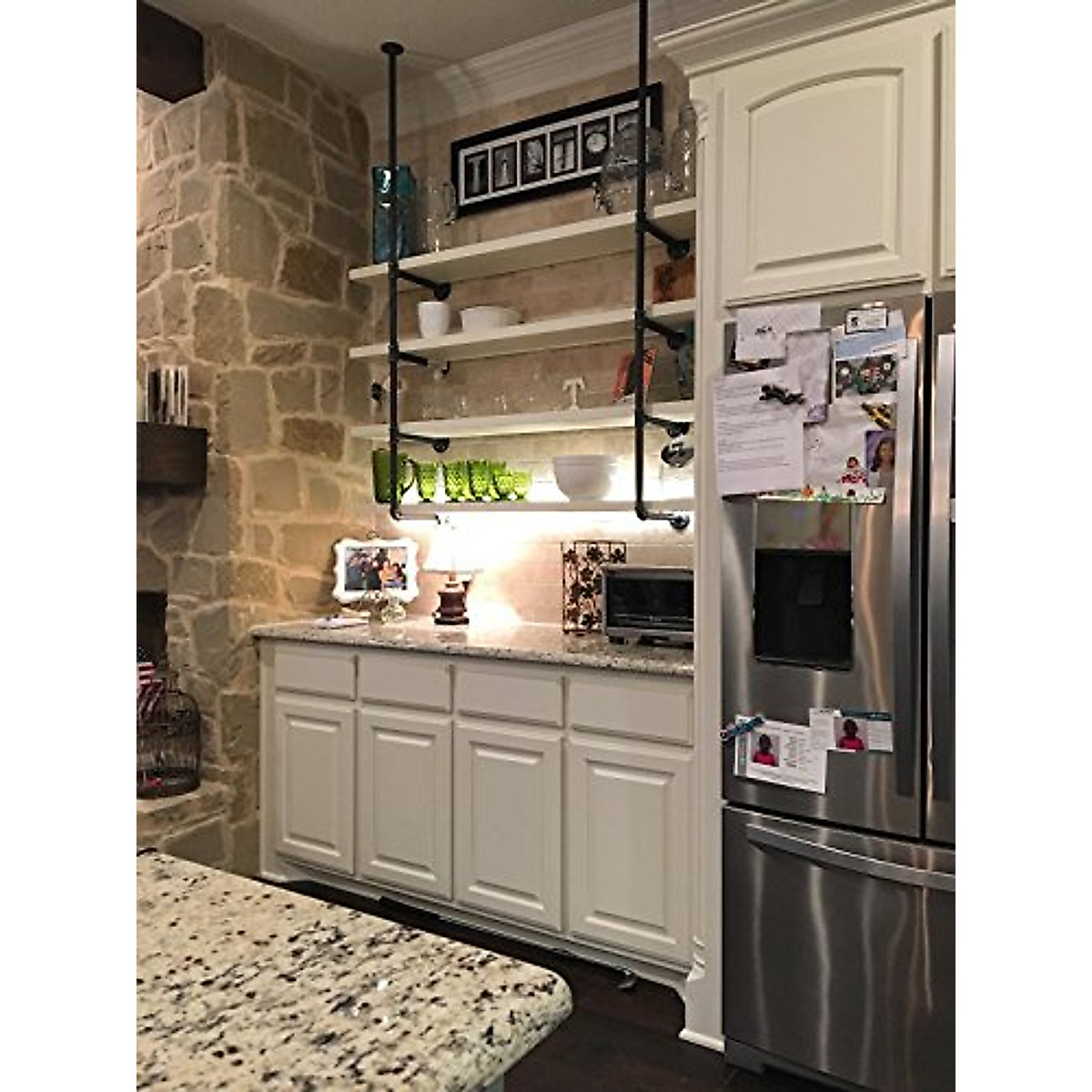 WGX Design For You Industrial Retro Wall Mount Iron Pipe Shelf Hung Bracket DIY Storage Shelving Bookshelf (2 Pcs 4Tier Hardware only)