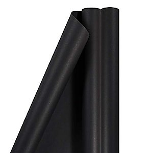 JAM PAPER Gift Wrap - Matte Wrapping Paper - 50 Sq Ft Total - Matte Black - 2 Rolls/Pack