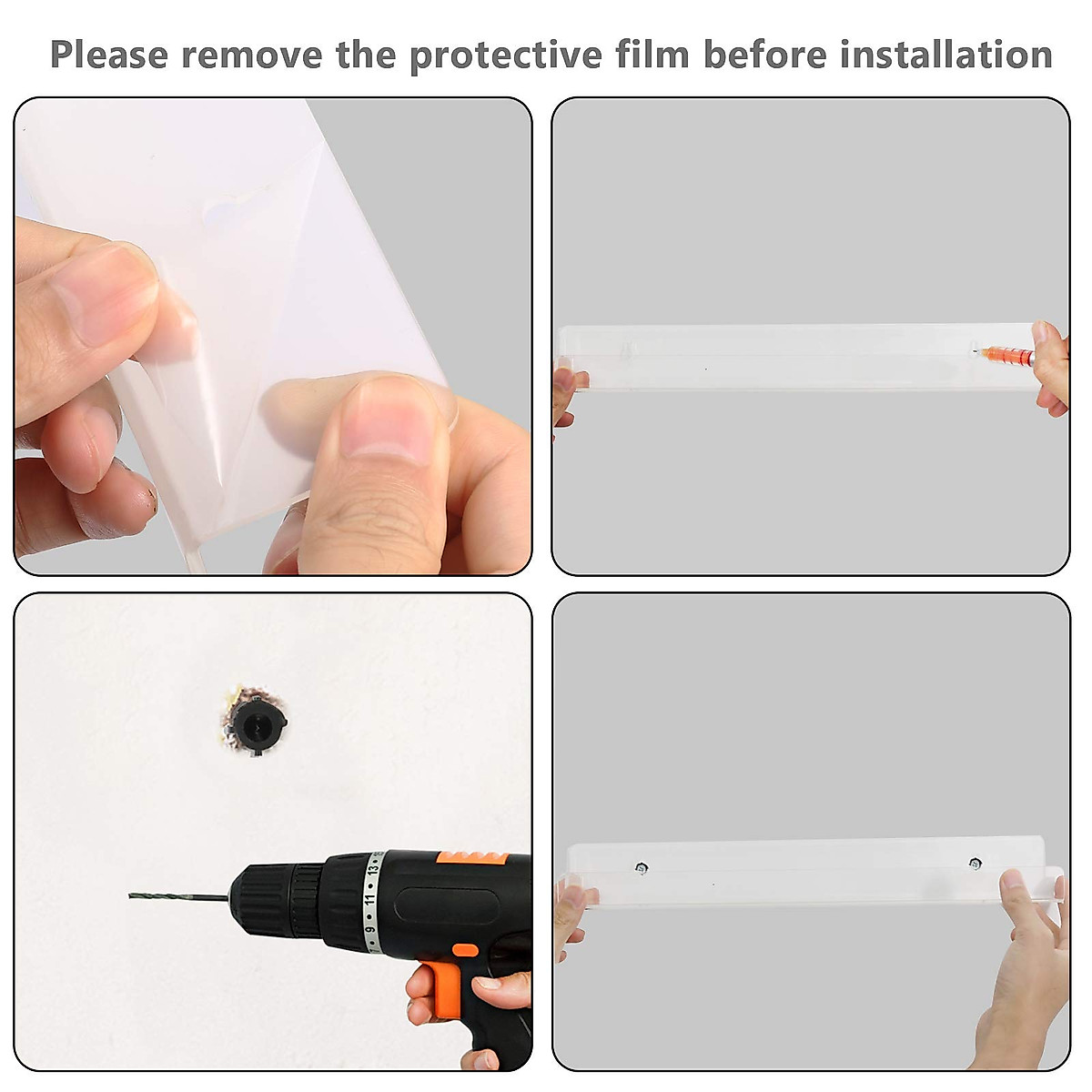 Umirokin 6 Packs Acrylic Nail Polish Rack Wall Mounted Shelf, Clear Nail Polish Wall Holder Display for Paint Perfume Essential Oils Organizer Holds up 54 to 96 Bottles, 15Inch