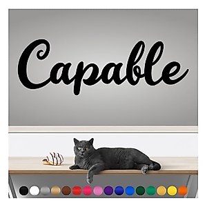 Transform Your Walls with Professional Grade, Outdoor Weatherproof Vinyl Stickers - Happy Sunday - UV Resistant, Made in The USA! Inspirational Words: Capable: 14 Inch, Satin Silver