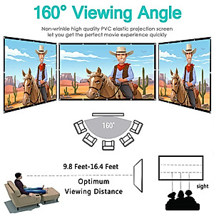 GYUEM 100 inch Projector Screen with Stand, Portable Front & Rear Projection Screen, 4K HD 16:9 Screen Outdoors and Indoors, Setup in Minutes, Home Theater, Presentation