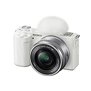 Sony Alpha ZV-E10 - APS-C Interchangeable Lens Mirrorless Vlog Camera Kit - White (Renewed)