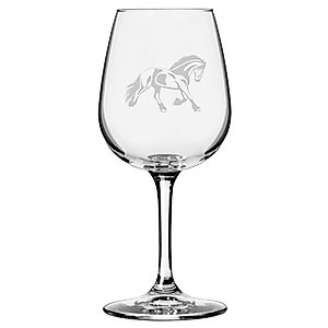 Friesian (Body) Horse Themed Etched All Purpose 12.75oz Wine Glass