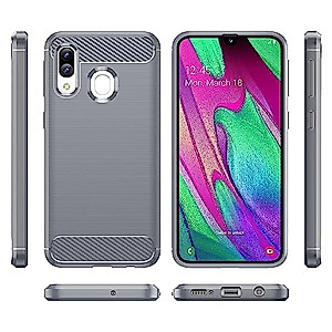 Cell Phone case for Samsung Galaxy A40,Refined Carbon Fiber,Anti-Fall,Anti-Fingerprint,Full Protection Gray