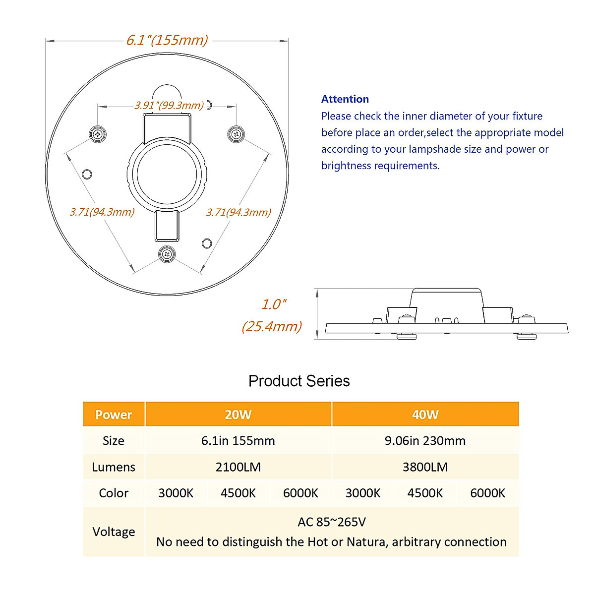 Siomen 6" 20W 2100LM 6000K AC85~265V Max 277V,LED Light Engine Retrofit Kit for Ceiling Fan Light,LED Light Board Panel for Ceiling Flush Light Circle Fluorescent Bulb Replacement