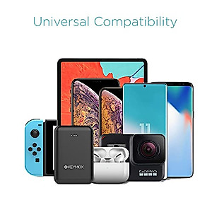 Keymox Portable Charger,KEYMOX 10000mAh Power Bank with Quick Charge 3.0 Technology and 18W USB-C Power Delivery, High-Capacity External Battery Pack Compatible with iPhone, Samsung, iPad, and More.