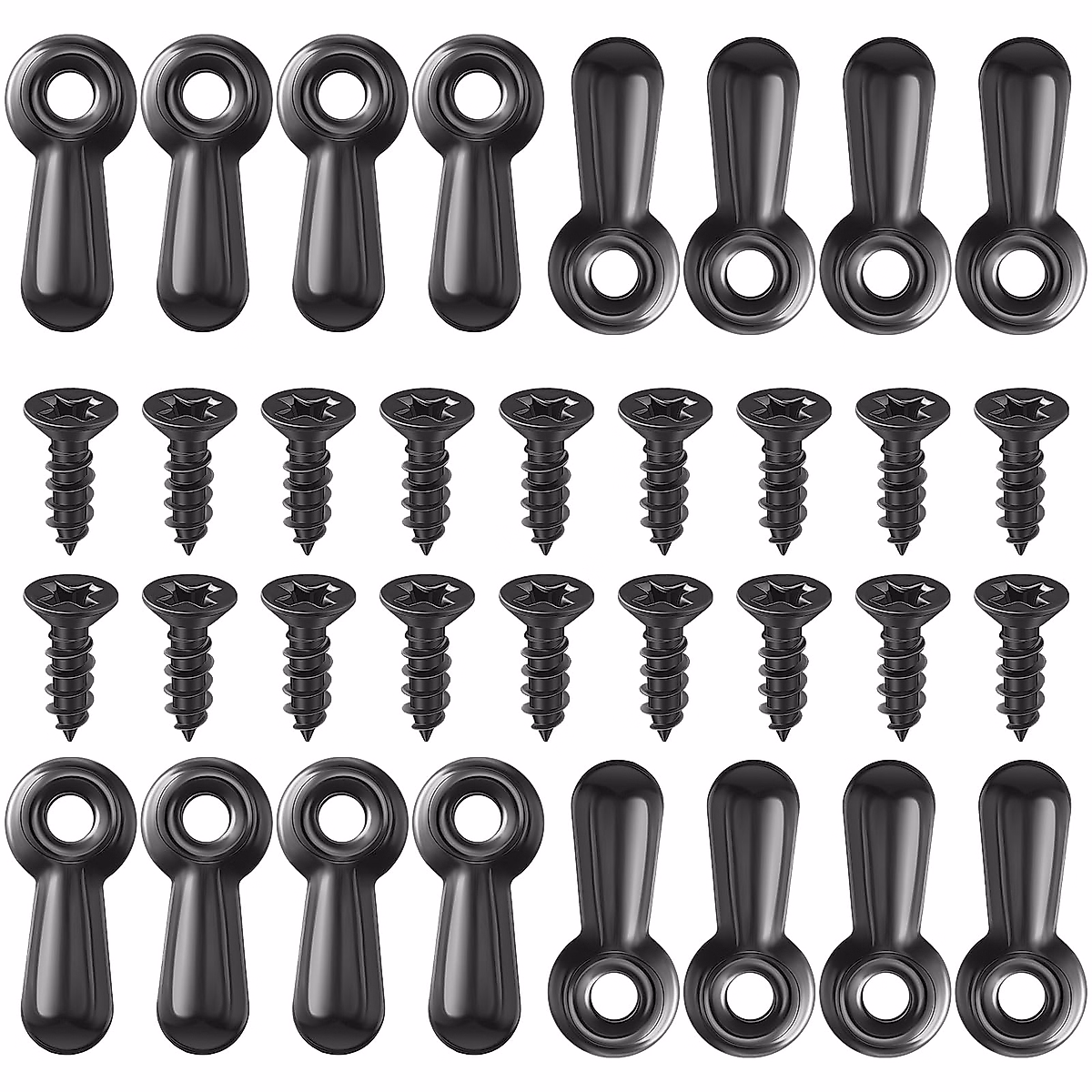 Picture Frame Hardware Backing Clips, 100 Pieces Photo Frame Turn Button Fasteners with 100 Pieces Screws Picture Framing Parts for Hanging Posters Drawing Crafts, Black