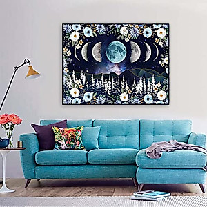 Moon Diamond Painting Kits for Adults -Flower 5D Diamond Art Kits, Full Drill Diamond Painting,Gem Arts and Crafts for Beginner Kids Home Wall Decor 16 x 12 Inch