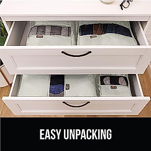 Gorilla Grip 6 Piece Packing Cubes Set, Compression Space Saving Organizers for Suitcases and Luggage, Mesh Window Bags, Travel Essentials for Carry On, Clothes and Shoes, Cube with Zipper, White