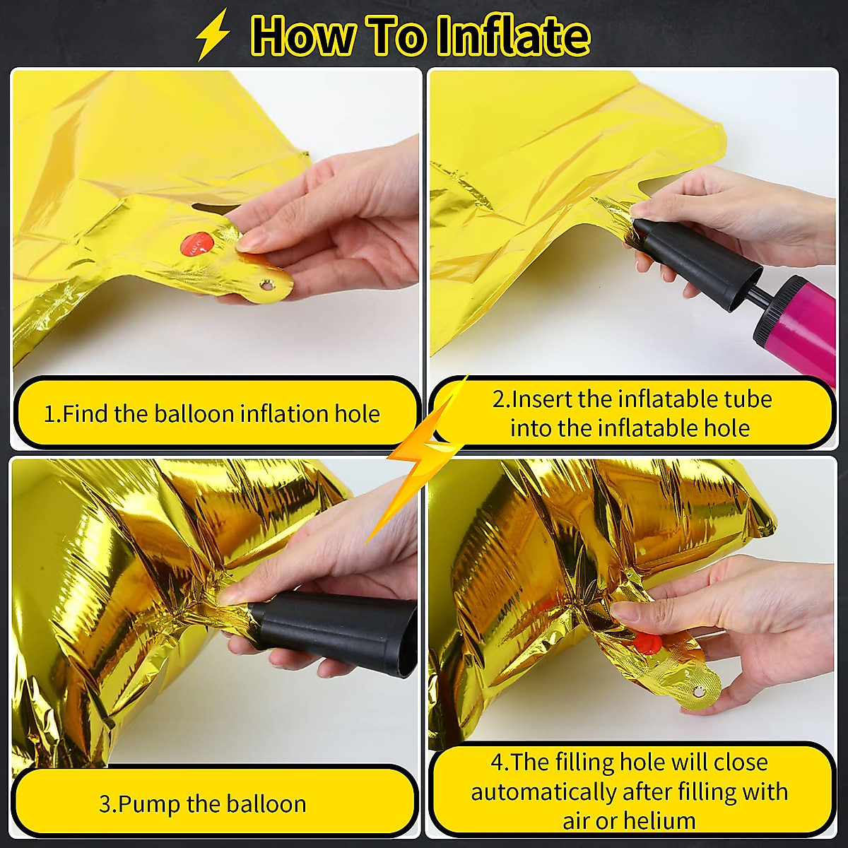 6 Pcs Lightning Balloons 45 Inch Yellow Flash Mylar Foil Balloons For Party Thunder Lightning Shape Floatable Balloons For Boys Electric Birthday Party Wedding Graduation Baby Shower Decors