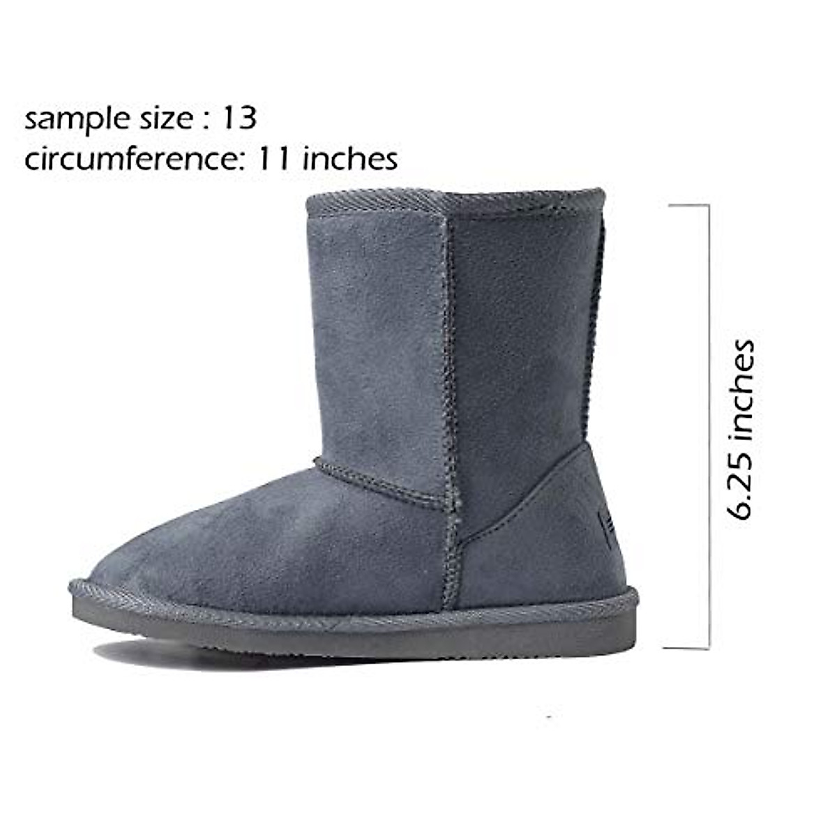 REDVOLUTION New Kids Classic Snow Boots Faux Fur Midcalf Outdoor Boots (Big Kid) (430 Grey, numeric_4)
