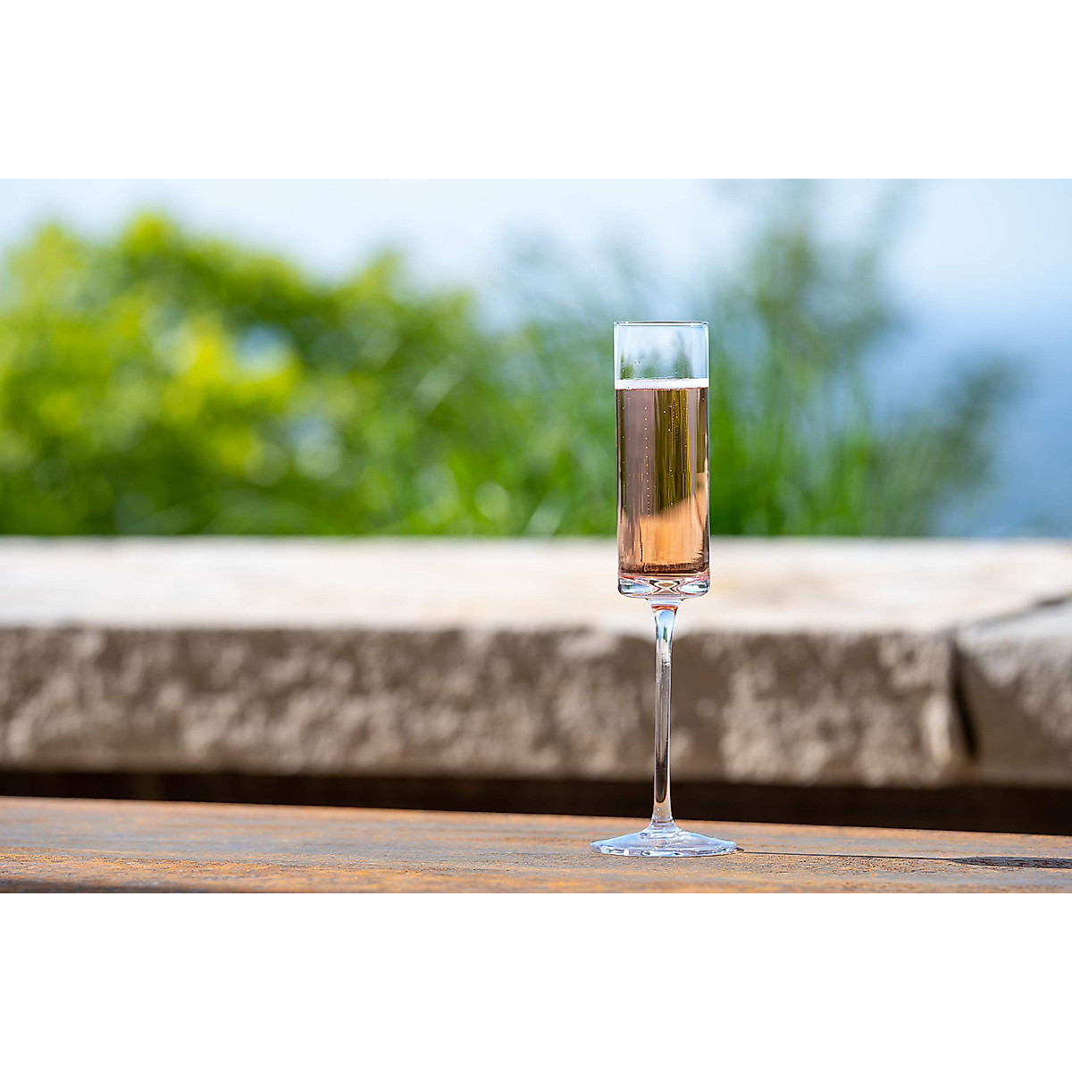 Aspen & Birch - Modern Champagne Flutes Set of 6 - Champagne Glasses - Mimosa Glasses, Crystal Stemware, Clear, 6 oz, Hand Blown Glass Champagne Flutes - Hand Crafted by Artisans