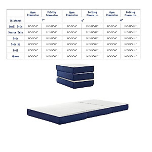 JINGWEI Folding Mattress, Tri-fold Memory Foam Mattress Topper with Washable Cover, 3-Inch, Twin XL Size, Play Mat, Foldable Bed, Guest beds, Camp Portable Bed, 38"*78"*3"