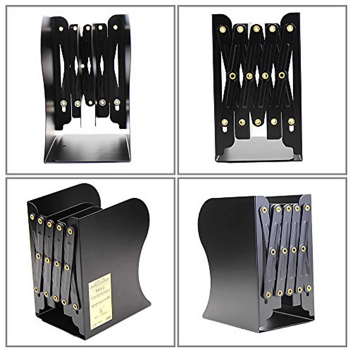 Md Trade Bookends Metal Iron Adjustable Books Holder Stand Desk Heavy Duty Nonskid Bookend, Black