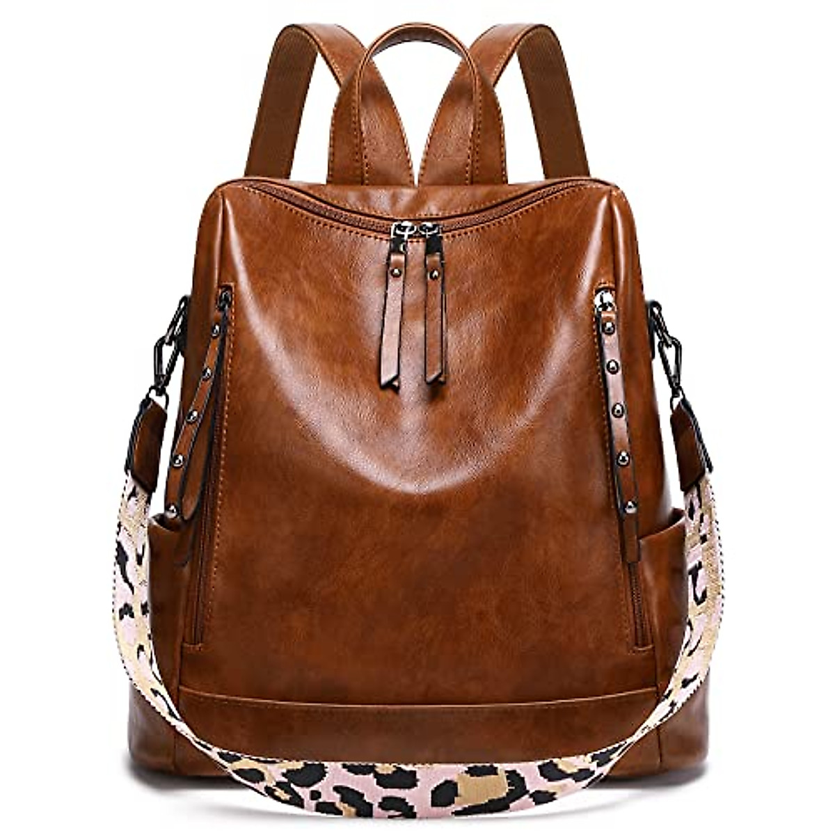 sqlp Leather Backpack Purse for Women Small Size Ladies Fashion Everyday Travel Shoulder Bags Student Bag Brown