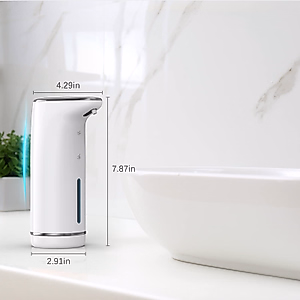 BEAUTURAL Automatic Foaming Soap Dispenser, Touchless Hand Soap Dispenser Rechargeable, Dish Soap Dispenser for Bathroom Countertop, Kitchen and Commercial 10oz/300ml