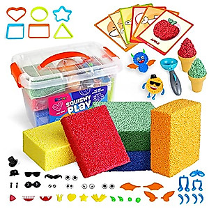 Modeling Clay Foam Beads Play Kit, 5 Blocks of Sensory Toys for Kids Fine Motor Skills Toys, Preschool Educational Learning Toy
