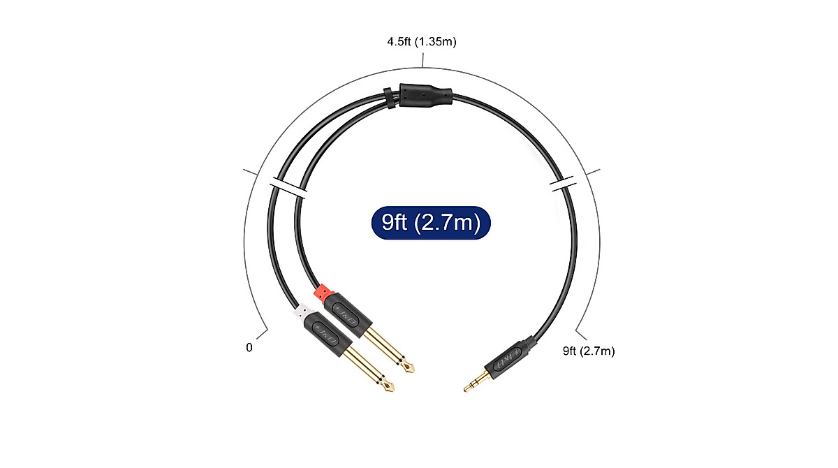 J&D 3.5mm to 1/4" Y-Cable Splitter for Audio Devices