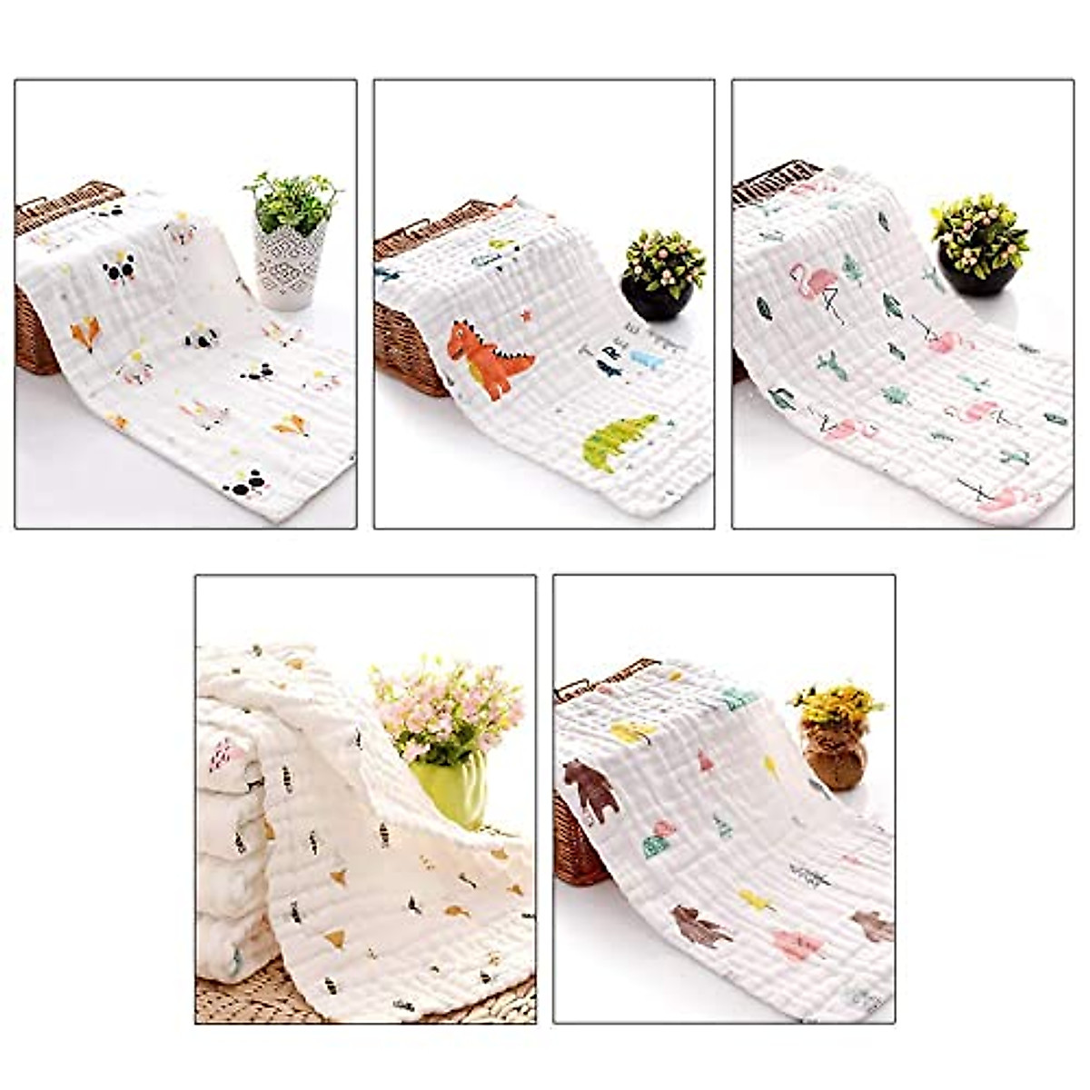 KOROTUS 10 Pack Muslin Burp Cloths for Baby - Ultra-Soft 100% Cotton Baby Washcloths - Large 20'' by 10'' Super Absorbent Spit Up Rags