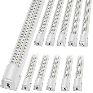 VEVOR 10 Pack LED Shop Light, 4 FT, 40W Linkable Shop Light Fixture, 5000 LM Ceiling Lights 59 in Power Cords with ON/Off Switch 48 in Connector Cables, for Garage Warehouse Home Workkshop and Office