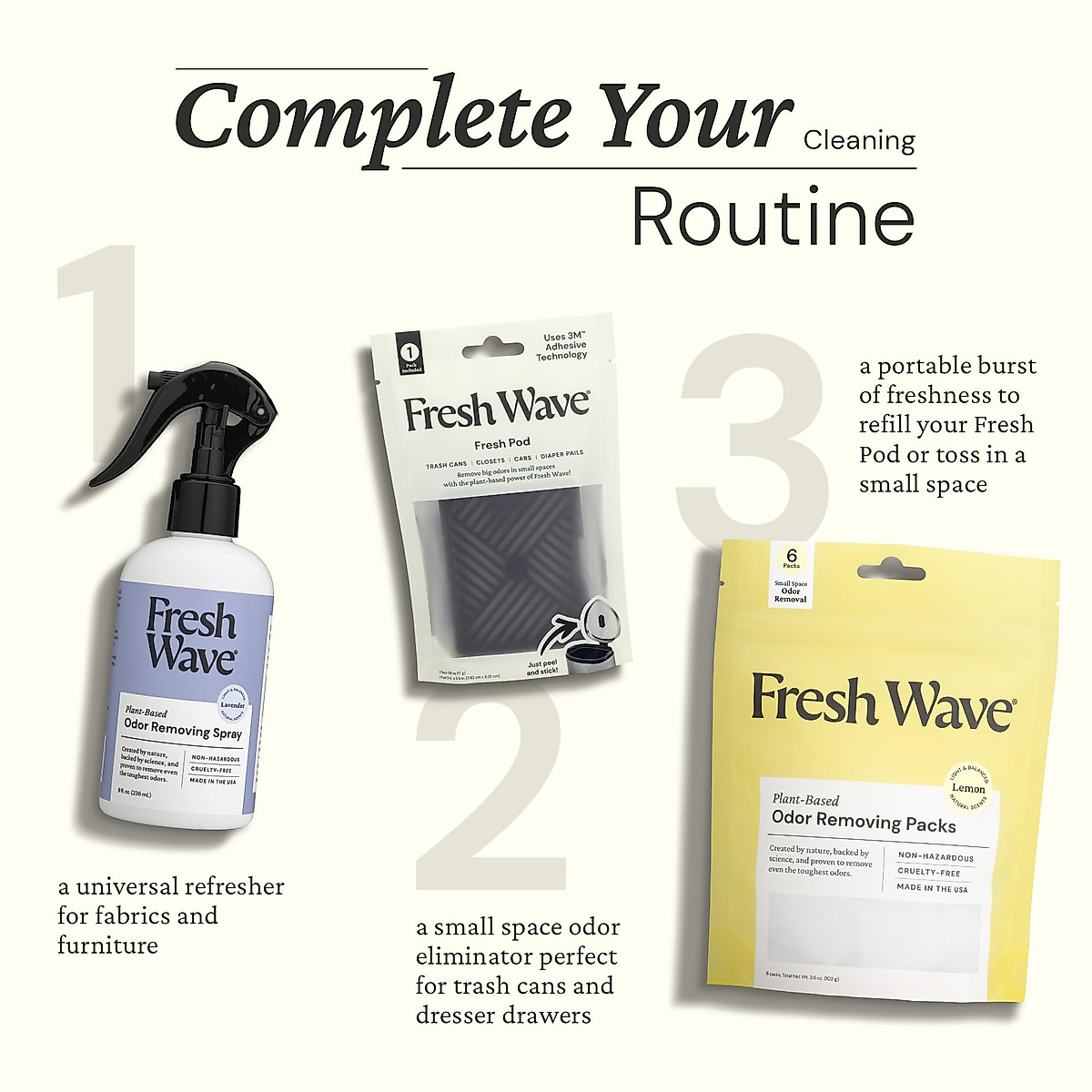 Fresh Wave Lavender Odor Eliminator Spray & Air Freshener, 8 oz. Pack of 2. Odor Absorbers for Home. Safer Odor Relief Natural Plant-Based For Furniture, Fabrics & Trash