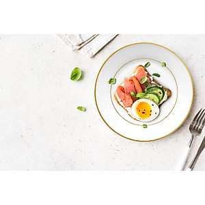 Bone China Dinnerware, 20PC Set, Service for 4, Double Gold Rim, White, Microwave Safe, Elegant Giftware, Dish set, Essential Home, Everyday Living, Display, decoration, Kitchen Dishes, Dinner set