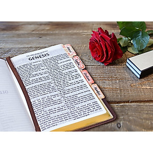 Bible Tabs, Old and New Testament, by Better Office Products, 75 Laminated Bible Index Tabs (66 Book Names + 9 Blanks), Christian Bible Journaling Adhesive Tabs (Harmonious Themed Backgrounds)