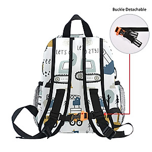 Aflyko Kids Backpack Construction Truck Cargo Tractor Daycare Bookbag Kindergarten Daypack Toddler Travel Girls Boys Waterproof Preschool Bag 10" × 4" × 12"