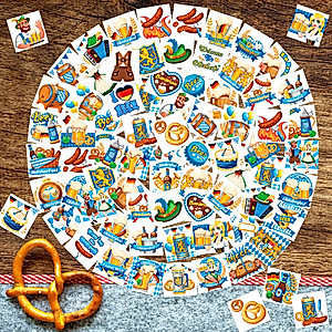 HOWAF 96pcs Oktoberfest Temporary Tattoos, Ein Prosit German Beer Festival Tattoo Stickers for Oktoberfest Party Decoration, Bavaria Flag Fake Tattoos for Oktoberfest Beer Festival Party Supplies