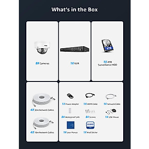 ANNKE 4K 16CH PoE Camera System, H.265+ 12MP NVR, 8X 8MP Wired Dome Security IP Cams, AI Motion Detection, Built-in Mic, 4TB HDD, Spotlight Color Night Vision, Compatible with Alexa, Not PTZ