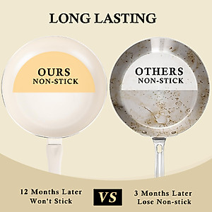 Meythway Pots and Pans Set Ultra Nonstick, 6 Piece Kitchen Healthy Ceramic Coating Cookware Sets, Non-Toxic Cookware with Stay Cool Handle, Induction Compatible & Dishwasher Safe, 100% PFOA&PFOS Free