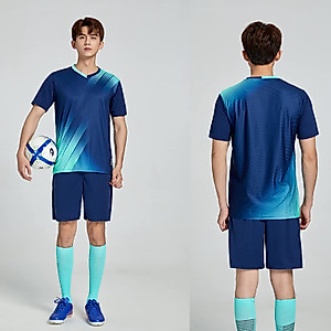 LAIFU Custom Soccer Jersey for Kids Soccer Uniforms for Men Women with Name Team Number Logo Sapphire Blue 4X-Small