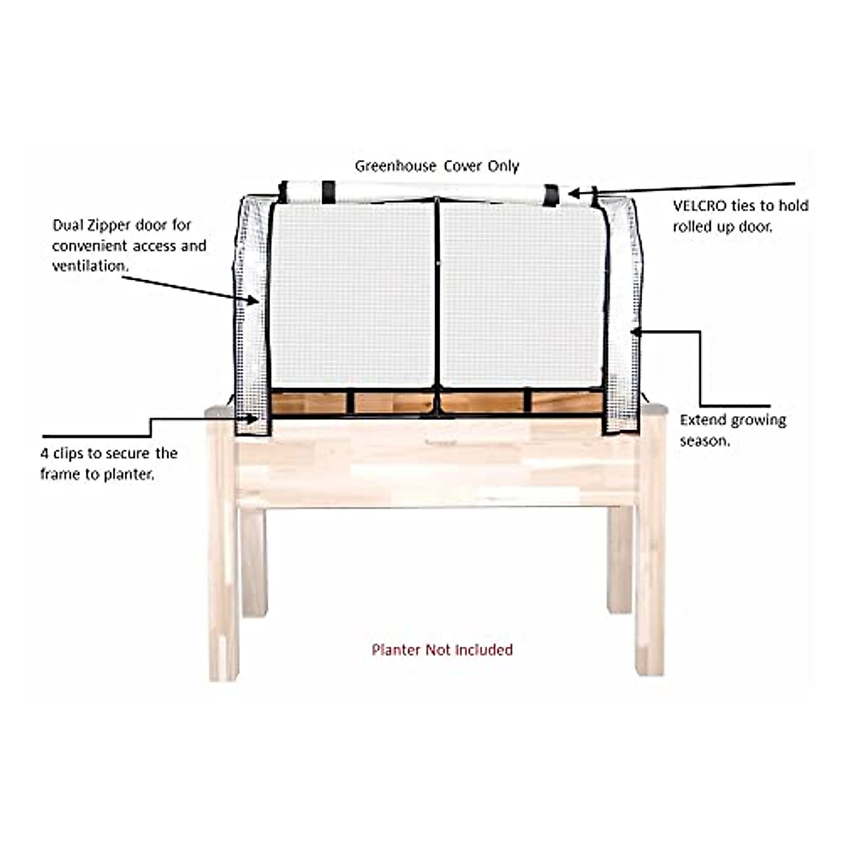 CedarCraft Greenhouse Cover 43" L x 22" W x 24" H, Provides Microclimate for Healthy Plants, Includes Frame & Cover, Planter NOT Included, Cover Only
