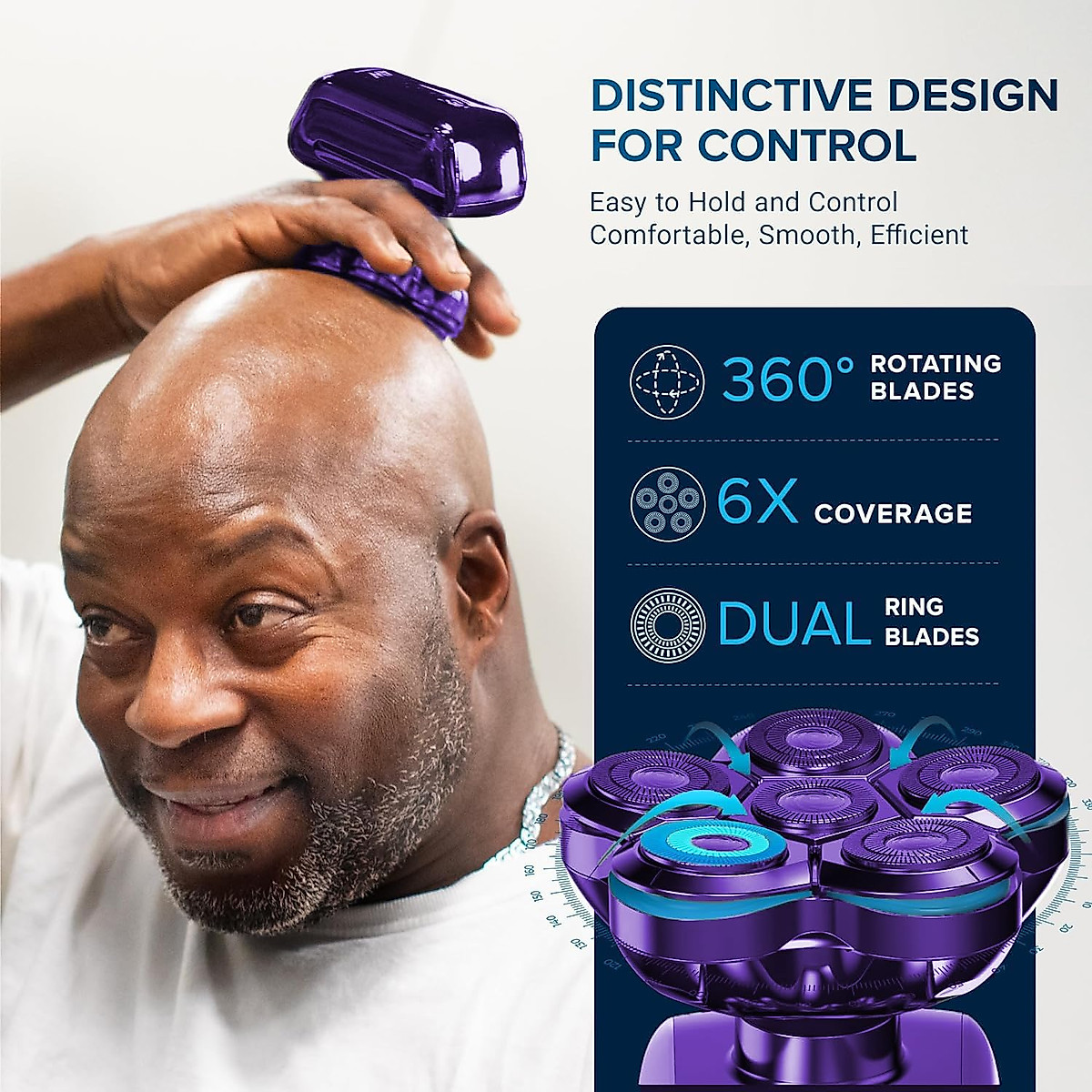 AxiomWarrior Head Shavers for Bald Men: Rechargeable Waterproof Electric Head Shaver for Close Smooth Shaving, No Cuts, Wet/Dry Use, Easy Control