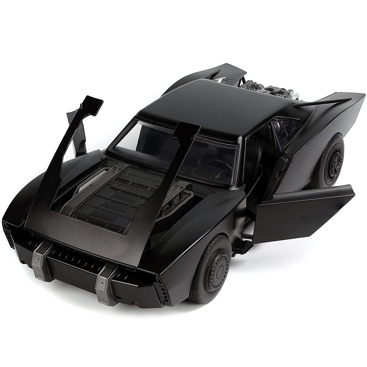 Jada Toys DC Comics The Batman 1:18 Batmobile with Lights Die-cast Car & 3.75" Batman Figure, Toys for Kids and Adults,Black