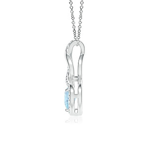 Angara Women Sterling Silver Natural Aquamarine Heart Pendant Necklace