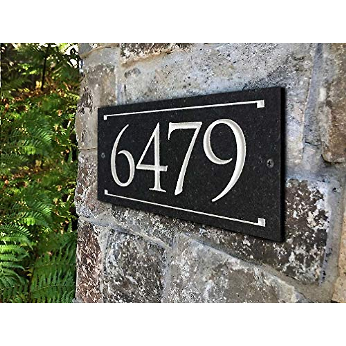 Stone Address Plaque With Engraved Numbers. Address Sign Made from solid, real stone.