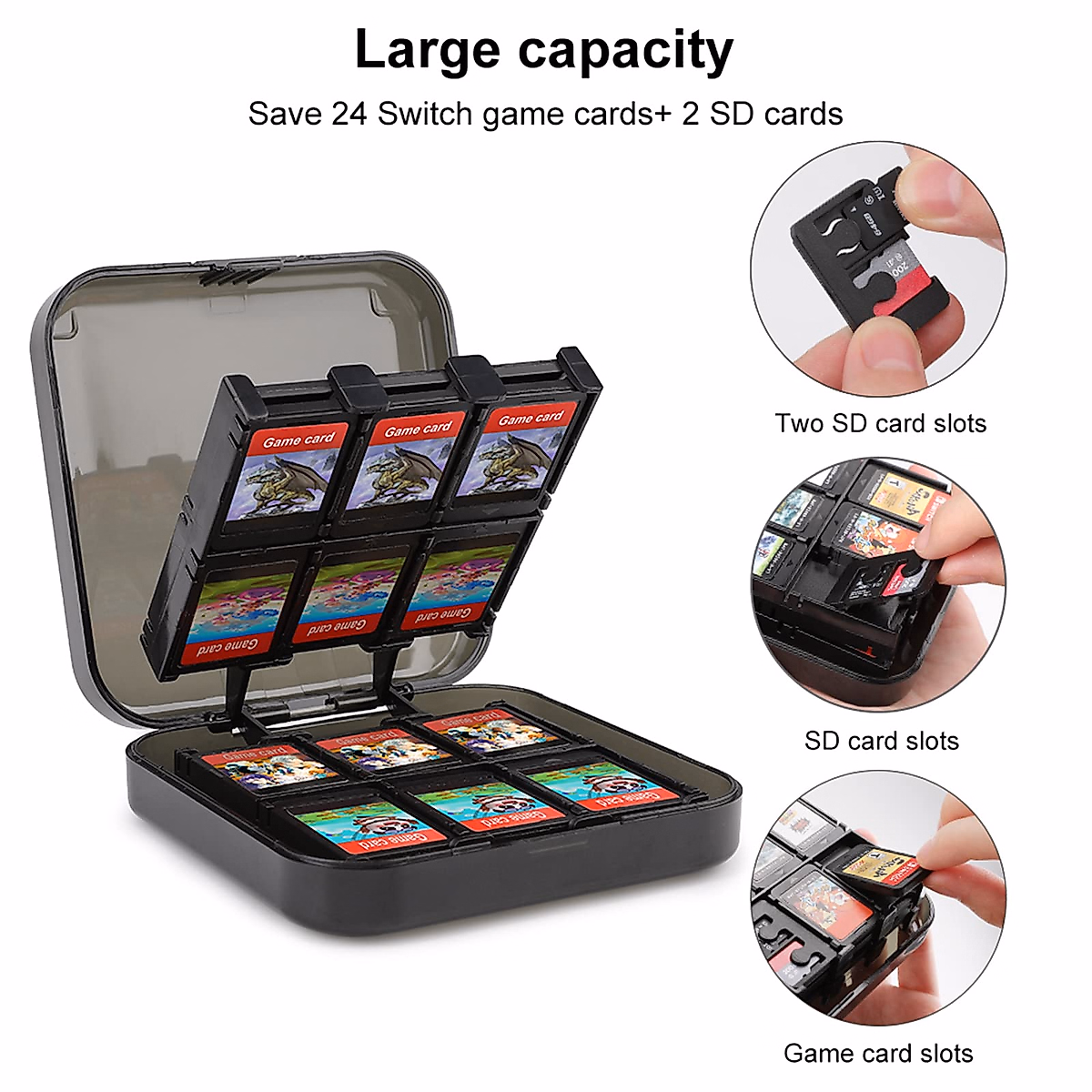 Sedoied Purple Black Goth Spooky Printed Game Card Case for Nintendo Switch Cartridge Holder Carrying Storage Box with 24 Memory Card Holder g-c-02358741a One Size