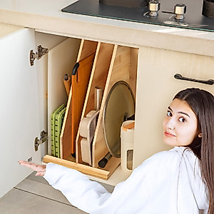 Brvclon Upgrades Tray Dividers for Cabinets,15in Hx22in Dx12in W, Kitchen Cabinet Tray Divider for Pans, Lids, Pot And Pan, Cookie Sheets,Cutting Boards. with 3 Dividers,Keeping The Kitchen Organized